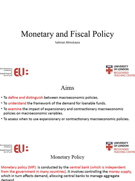 45 Monetary Fiscal Policy Week 5 Pdf Money Supply Monetary Policy