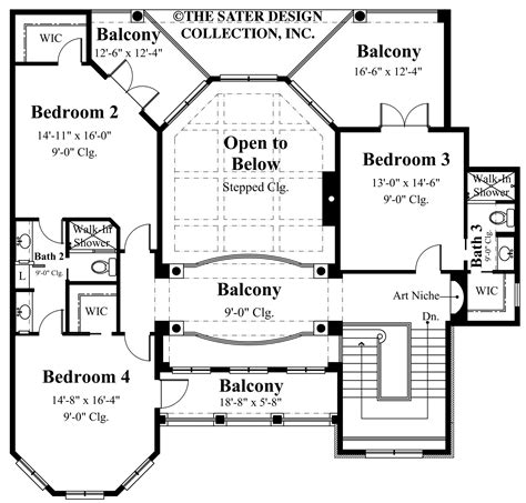 Double Stair Floor Plan House Plan Trevi Sater Design Collection