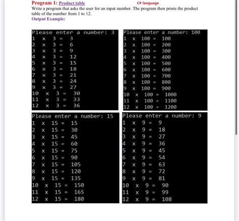 Solved Program 1 Product Table C Language Write A Program