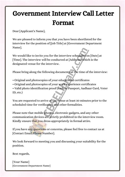 Interview Call Letter Format Interview Letter Samples How To Write Call For Interview Letter