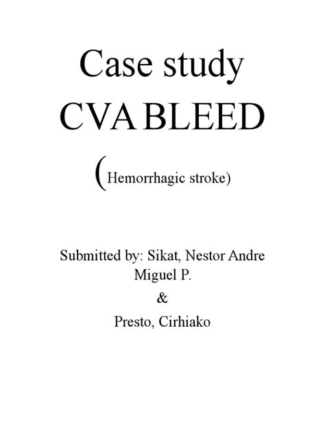 Case Study Cva Bleed Hemorrhagic Stroke Pdf