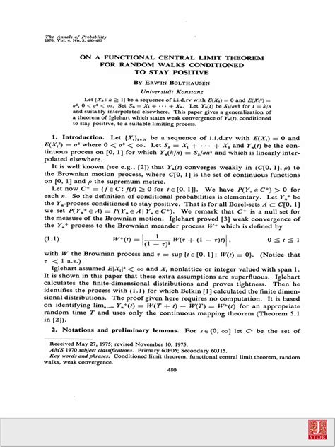 1976 On A Functional Central Limit Theorem For Random Walks Conditioned