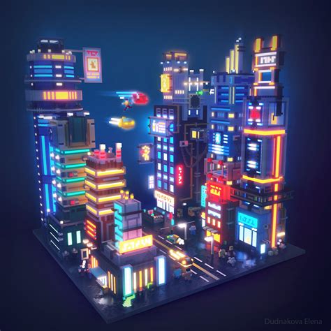 The City Is Lit Up At Night And Has Neon Lights On All Kinds Of Buildings