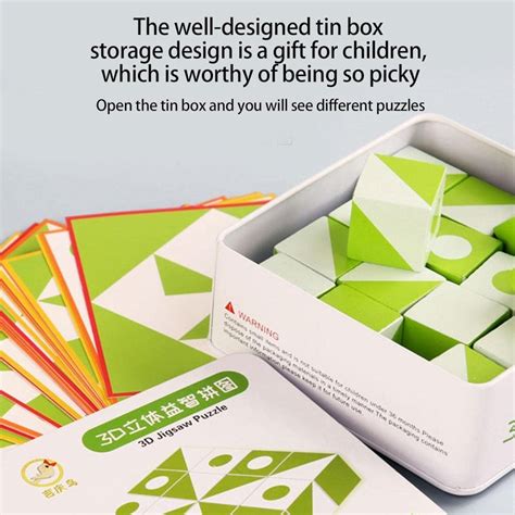 Wooden Pattern Cube 30 Geometric Shape Sorting Block Greenwhite Building Cubes Toy Educational
