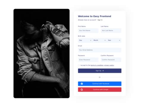 Side By Side Signup Form Easyfrontend