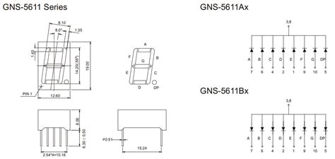 056 Inch 1 Digit 7 Segment Display Gns 5611ax Bx Led Dot Matrix