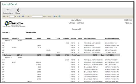 report parameter report type