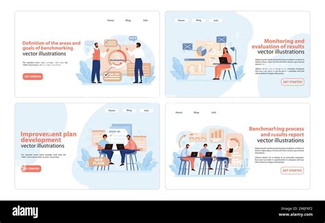 Benchmarking Web Banners Set Engaging Vector Illustrations For Web Detailing Benchmarking Benchmarking Web Banners Set Engaging Vector Illustrations For Web Detailing Benchmarking