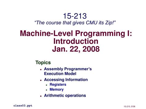 PPT Machine Level Programming I Introduction Jan 22 2008 PowerPoint Presentation ID 3968126