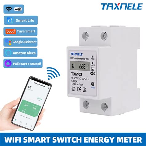 Tuya 60a Din Rail Wifi Smart Energy Meter Timer Power Monitor Kwh Meter Wattmeter 110v 220v