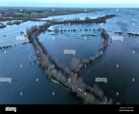The Welney Wash Fills With Floodwater As The Levels Of The Old Bedford River And River Delph