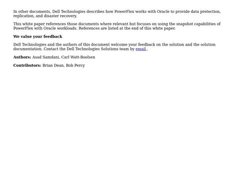 About This Document Dell Emc Powerflex Exploiting Snapshots For