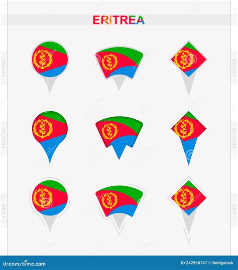 Eritrea Flag Set Of Location Pin Icons Of Eritrea Flag Stock Vector