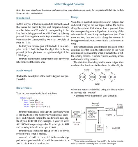 Solved Matrix Keypad Decodernote You Must Attend Your Lab
