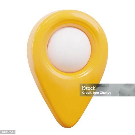 3d 노란색지도 위치 포인터입니다 지리적 위치 지도의 핀 코드 아이콘입니다 플라스틱 만화 스타일입니다 고립된 배경에 스톡 벡터 일러스트레이션 지도 핀 아이콘에 대한 스톡