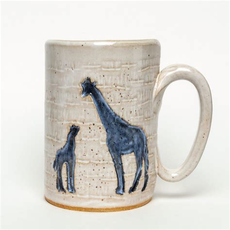 Giraffe On White Handmade Stoneware 14oz Mug White Squirrel Clayworks