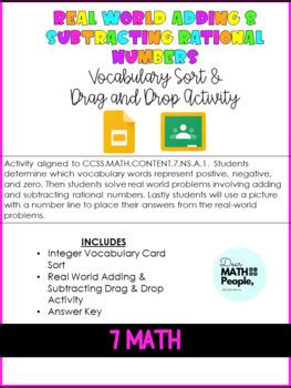 Real World Adding Subtracting Integers Drag Drop Digital