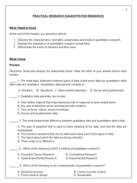 Module Pr2 1 Edited Download Free Pdf Quantitative Research Statistics