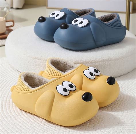 캐짱 캐짱 깜직한 강아지 Eva 털신 실내화 겨울털 따스한 슬리퍼 생활방수 작업실 거실 사무실 위시버킷