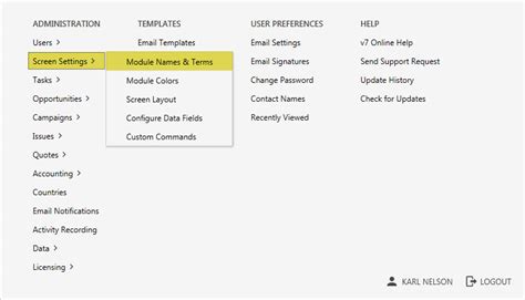 How To Edit The Module Names And Terms Legrand Crm Knowledge Base