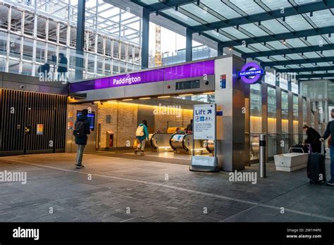 An Entrance Into The Elizabeth Line London Underground Station At