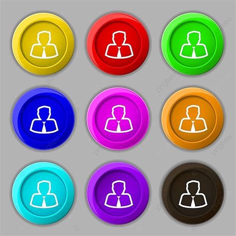 Vector Illustration Of Nine Round Colorful Buttons Featuring Avatar Icon As Symbols Vector