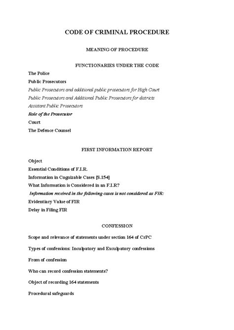 Criminal Law II Cr P C Full Notes CODE OF CRIMINAL PROCEDURE MEANING OF PROCEDURE
