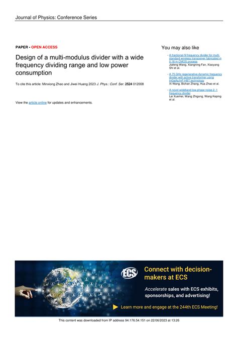 pdf design of a multi modulus divider with a wide frequency dividing