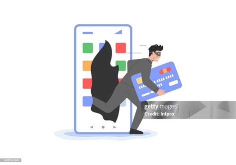 Concept Of Transaction Security Cyber Crime And Hacker Attack Cheater In Face Mask Has Stolen
