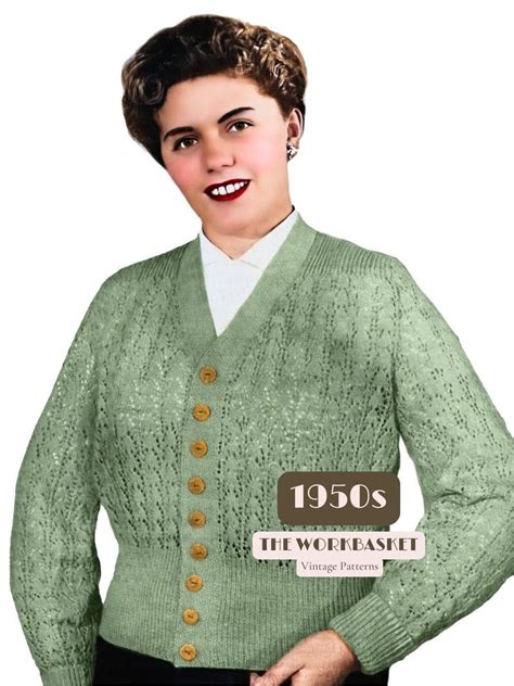 1950s Caroline Cardigan Knitting Pattern Etsy