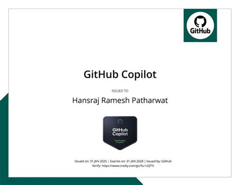 Hansraj Patharwat On Linkedin Githubcopilot Ai Techinnovation Coding Certification