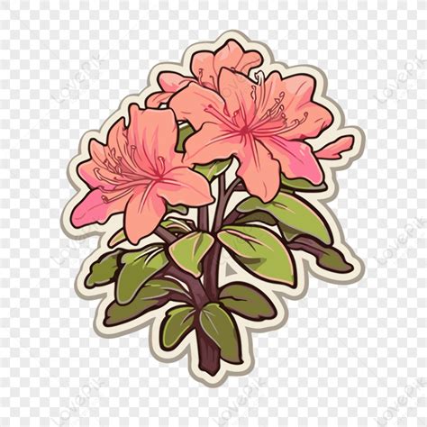 분홍색 진달래 꽃 스티커 일러스트 디자인 벡터만화상표 Png 일러스트 무료 다운로드 Lovepik