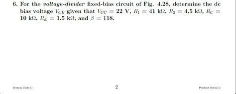 Solved For The Voltage Divider Xed Bias Circuit Of Fig Chegg