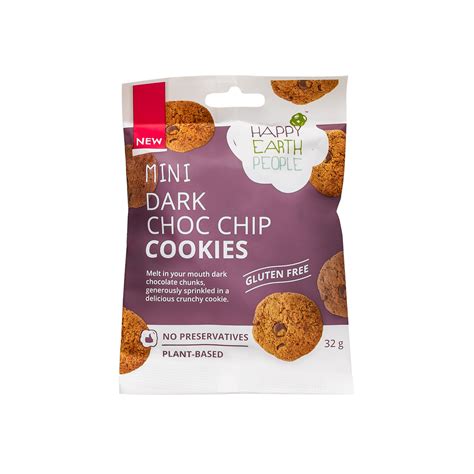 Dark Choc Chip Mini Cookies 32g Happy Earth People