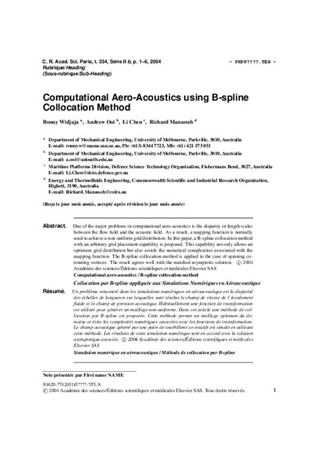 Pdf Computational Aeroacoustics Using The B Spline Collocation Method