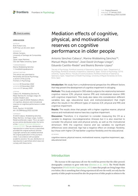 Pdf Mediation Effects Of Cognitive Physical And Motivational
