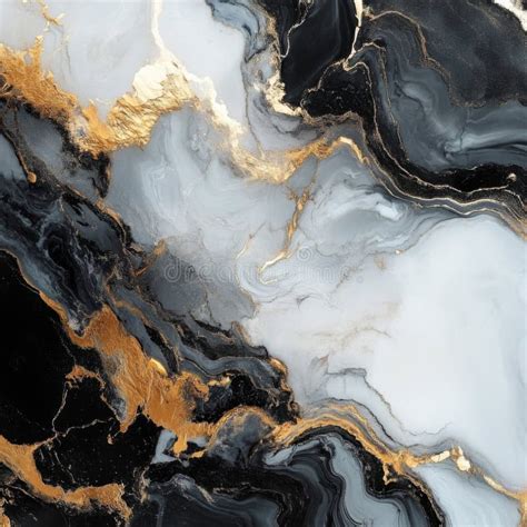 Elegant Black Marble Texture With Gold And White Veins Stock Image