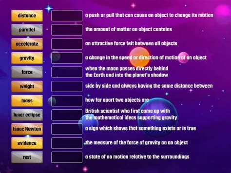 Gravity Key Terms Match Up