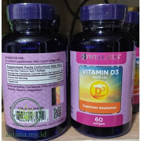 Jual Wellness Vitamin D3 1000 Iu Isi 60 Softgel Original Shopee Indonesia