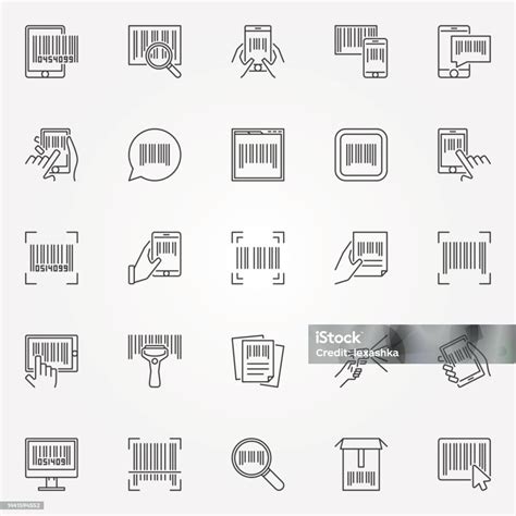 바코드 아이콘 세트 얇은 선 스타일의 벡터 바코드 개념 기호 검색에 대한 스톡 벡터 아트 및 기타 이미지 검색 바코드