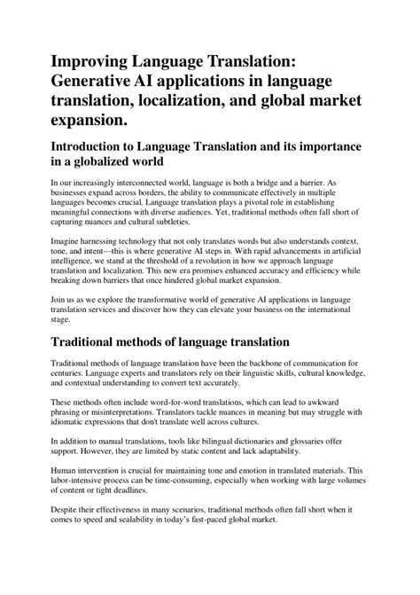 ppt generative ai applications in language translation localization