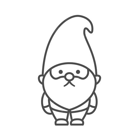 Premium Vector Cute Garden Gnome Outline Icon