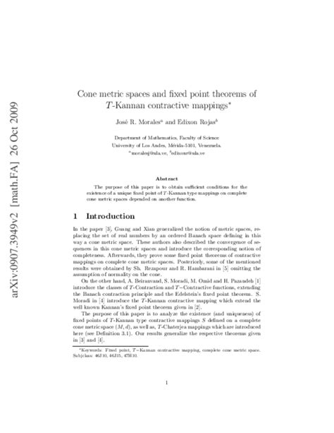 Pdf Remarks On Cone Metric Spaces And Fixed Point Theorems Of T