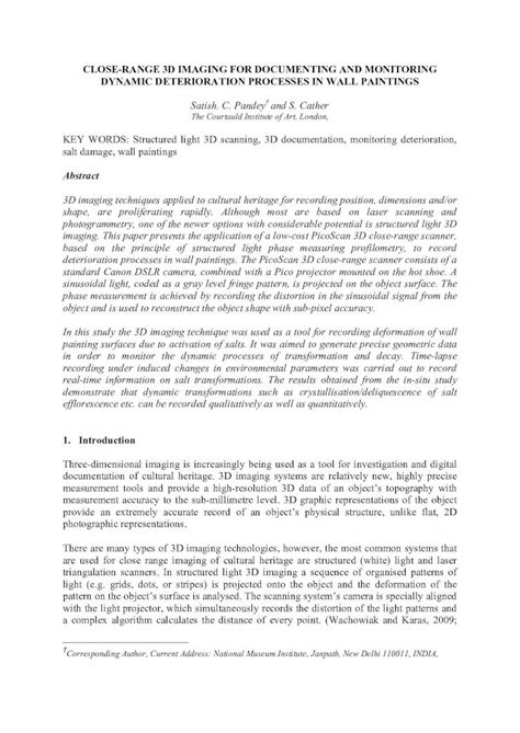 pdf close range 3d imaging for documenting and monitoring work