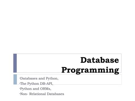 Database Connectivity Using Python And Mysql Pptx