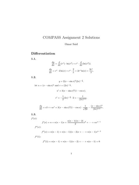 Compasscalculusassignment Pdf Algebra Calculus