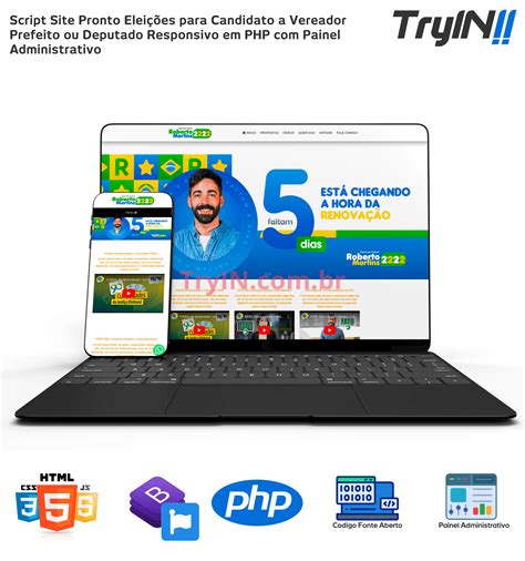 Script Site Pronto Eleições Para Candidato A Vereador Prefeito Ou Deputado Responsivo Em Php Com