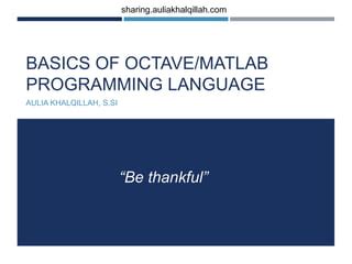 Basic Of Octave Matlab Programming Language Pptx Programming Languages Computing
