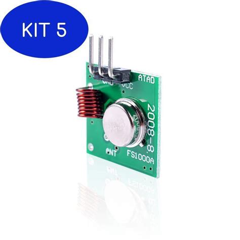 Kit 5 Módulo Rf Transmissor Receptor 433mhz Am Arduíno Pic Avr Pc Mj