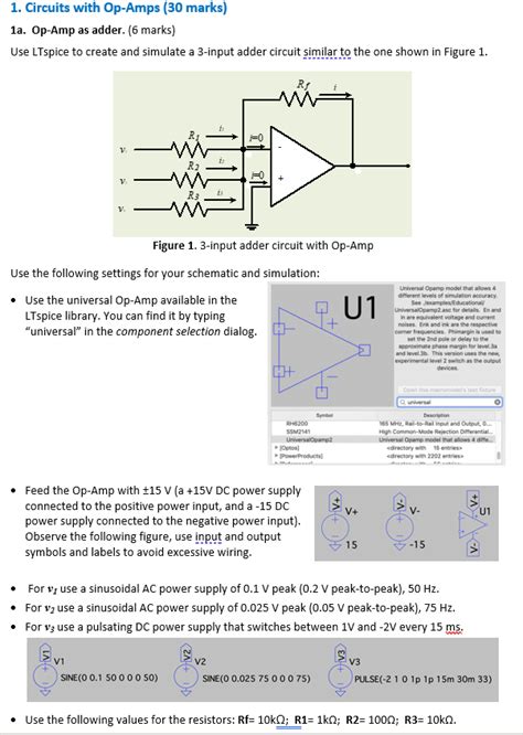 Solved 1a Op Amp As Adder 6 Marks Use Ltspice To Create